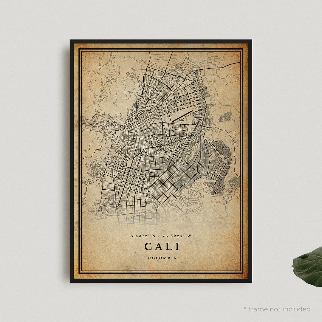 Cali Vintage Map Print, Cali Retro Map Poster, Antique Style Map ...