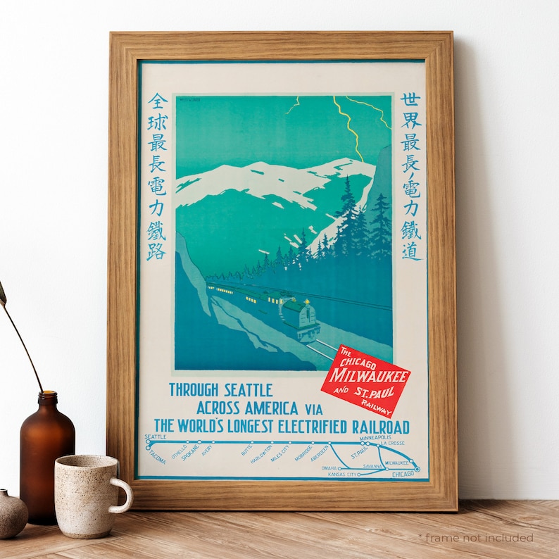 Seattle Vintage Poster Seattle Retro Print Vintage American - Etsy