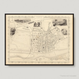 1851 Perth, Antique Map of Perth, Old Historical Map of Perth, Perth ...
