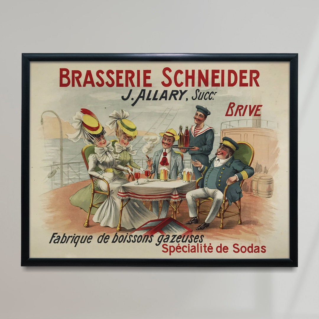 Brasserie Schneider Vintage Poster, French Beverage Retro Print, French ...