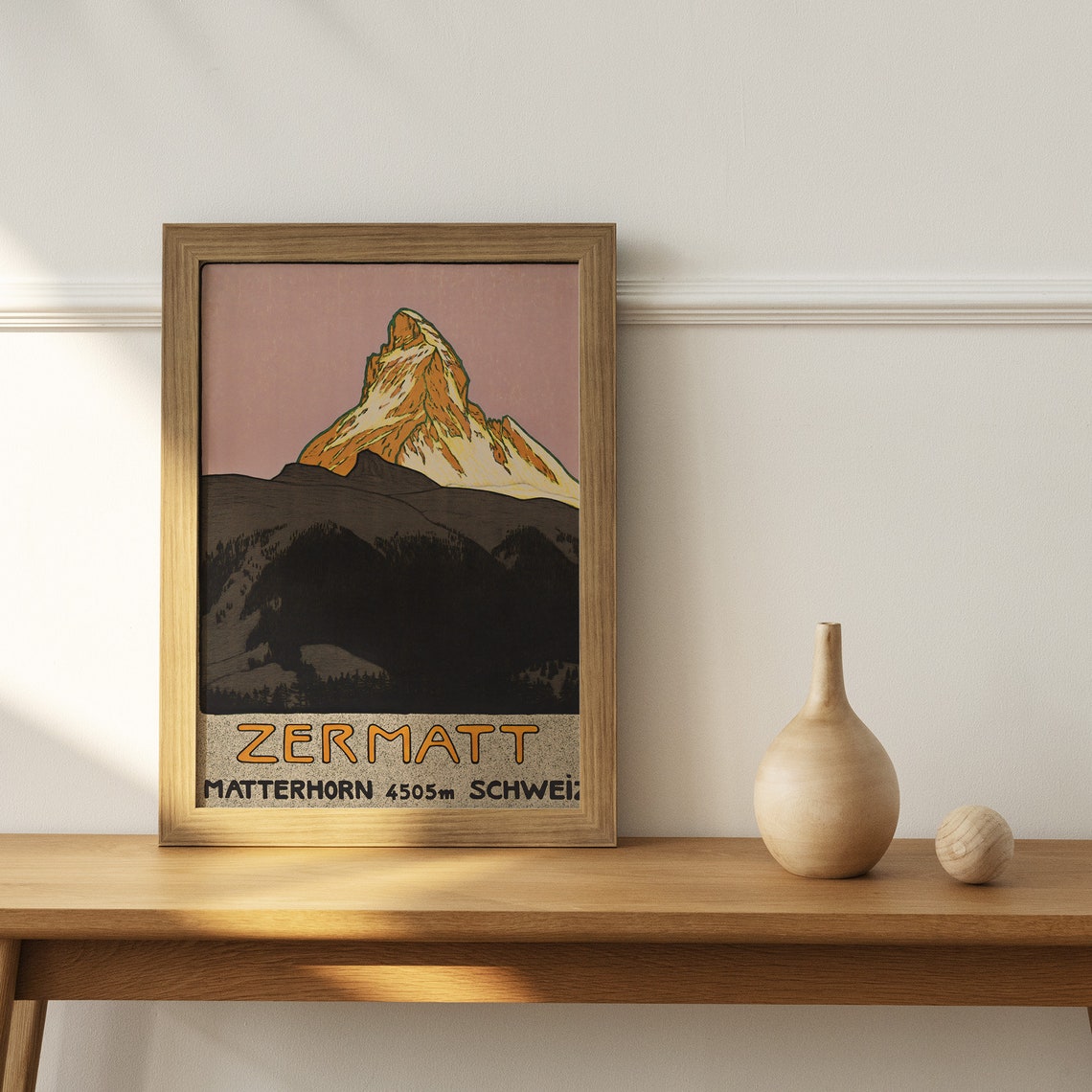 Zermatt Vintage Poster, Zermatt Retro Print, Vintage Swiss Travel ...
