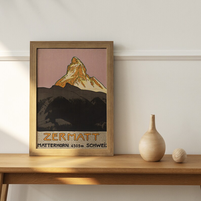Zermatt Vintage Poster, Zermatt Retro Print, Vintage Swiss Travel ...
