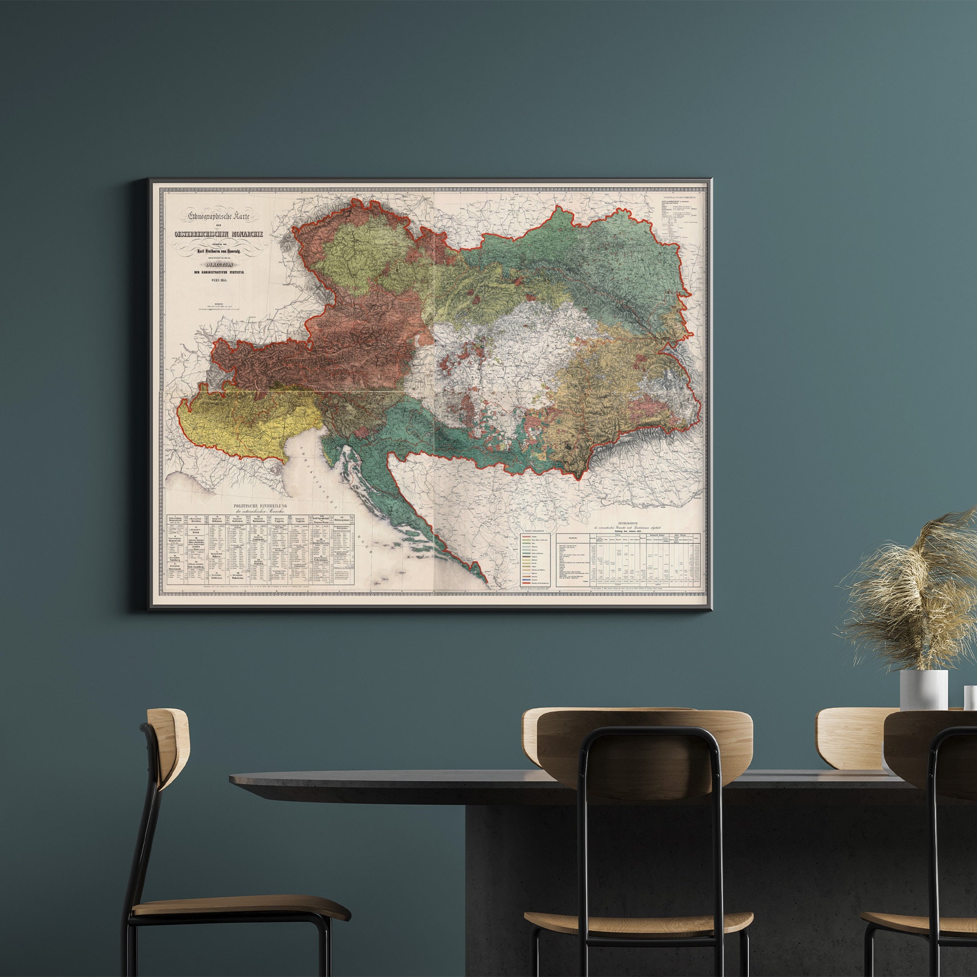1855 Ethnographic Map of Austrian Monarchy Antique Map of - Etsy
