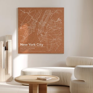 Personalized City Street Map Canvas, Custom Modern Minimalist Urban Art ...