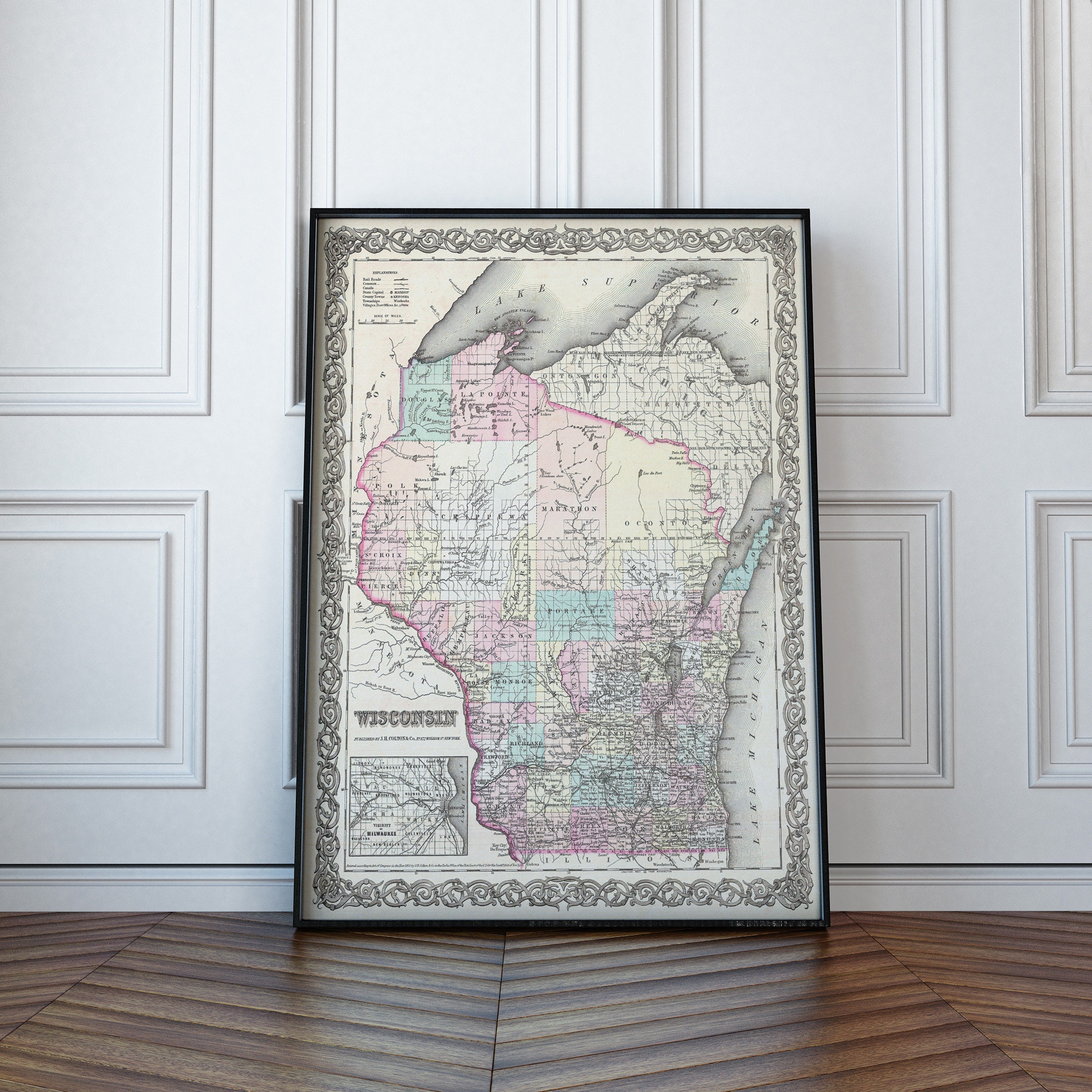 1855 Map of Wisconsin Historical Map of Wisconsin Antique - Etsy