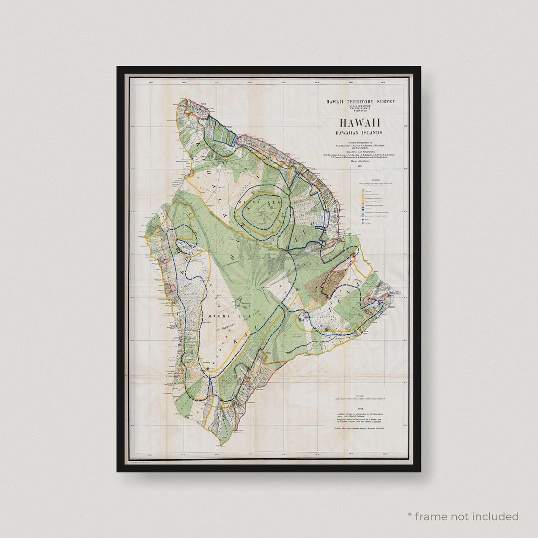 1901 Land Office Map of Hawaii, Historical Map of Hawaii, Antique Map ...