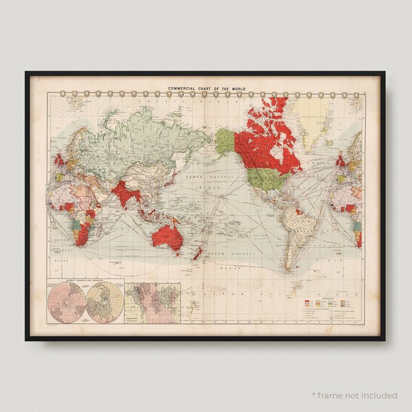 World Map Old 20th Century - Etsy