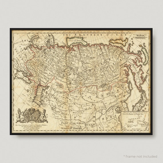 1730 Kaart van het Russische Rijk Antieke kaart van Russische - Etsy België