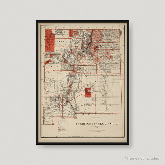 1882 New Mexico Historical Map of New Mexico Antique map of | Etsy