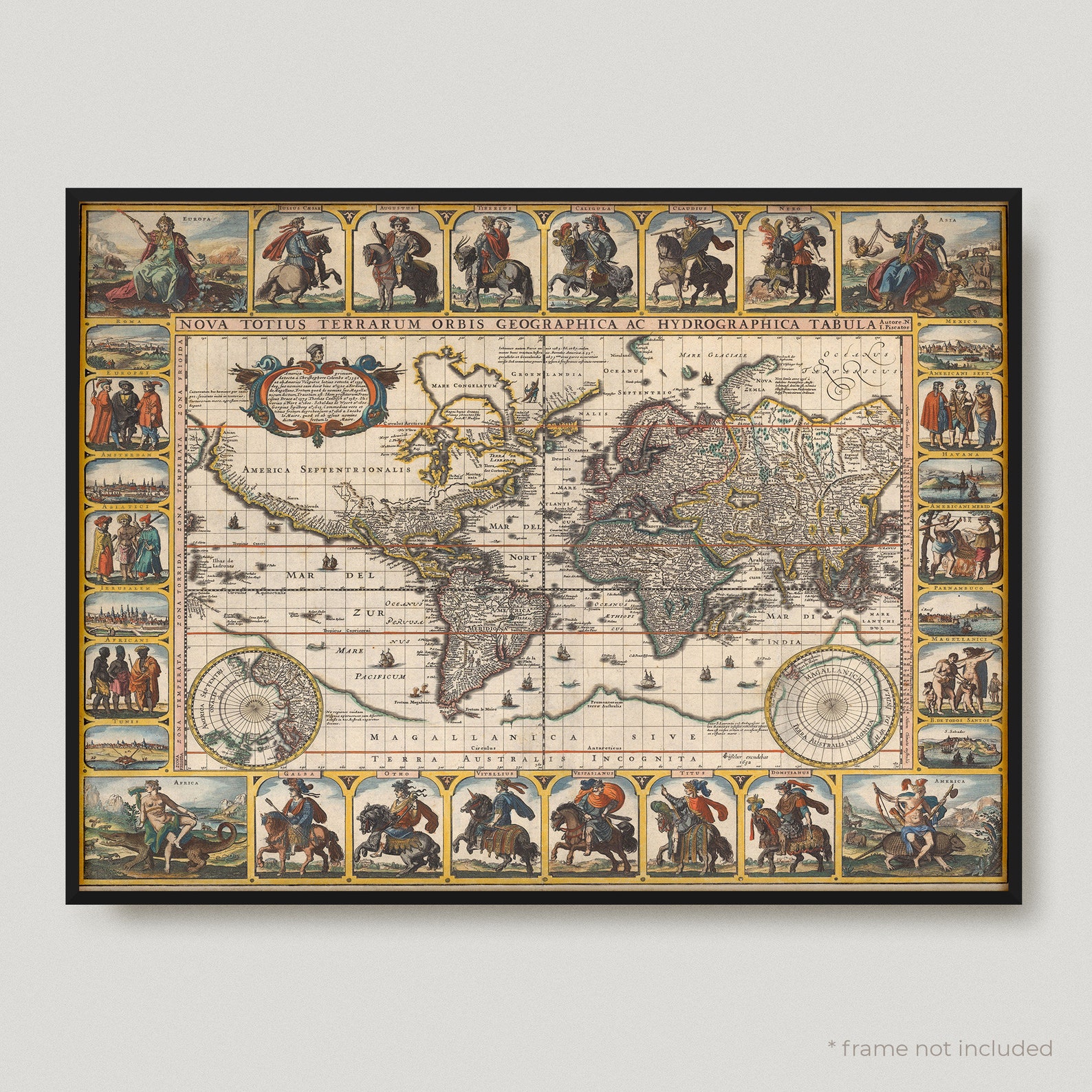 1652 World Map and Hydrographic Map 17th Century Antique Map | Etsy