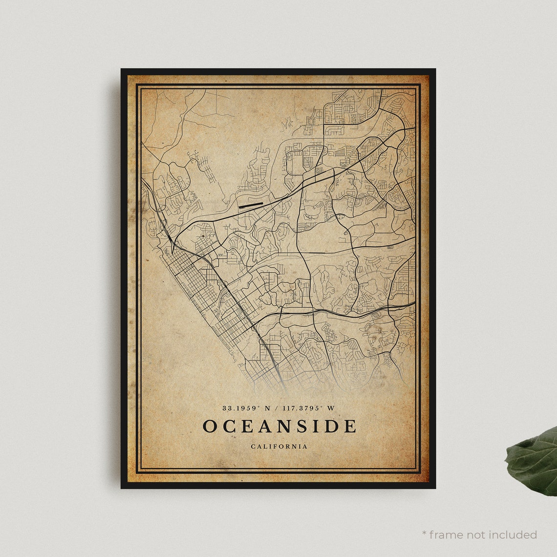 Oceanside Vintage Map Print Oceanside Retro Map Poster - Etsy UK