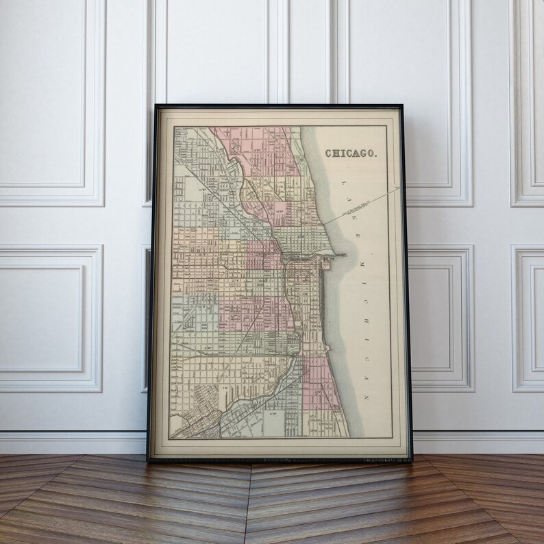 1885 Mitchell Map of Chicago Antique Map of Chicago Old - Etsy