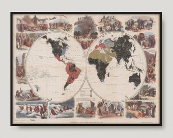 1861 World Map - Etsy
