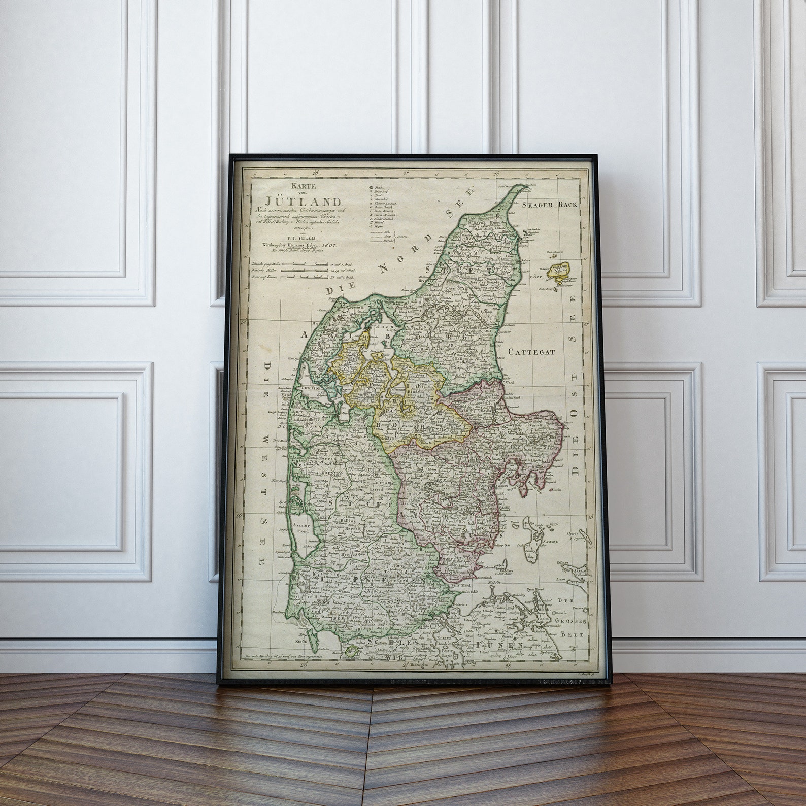 1871 Jutland Denmark Map Antique Map of Denmark Old Map of - Etsy