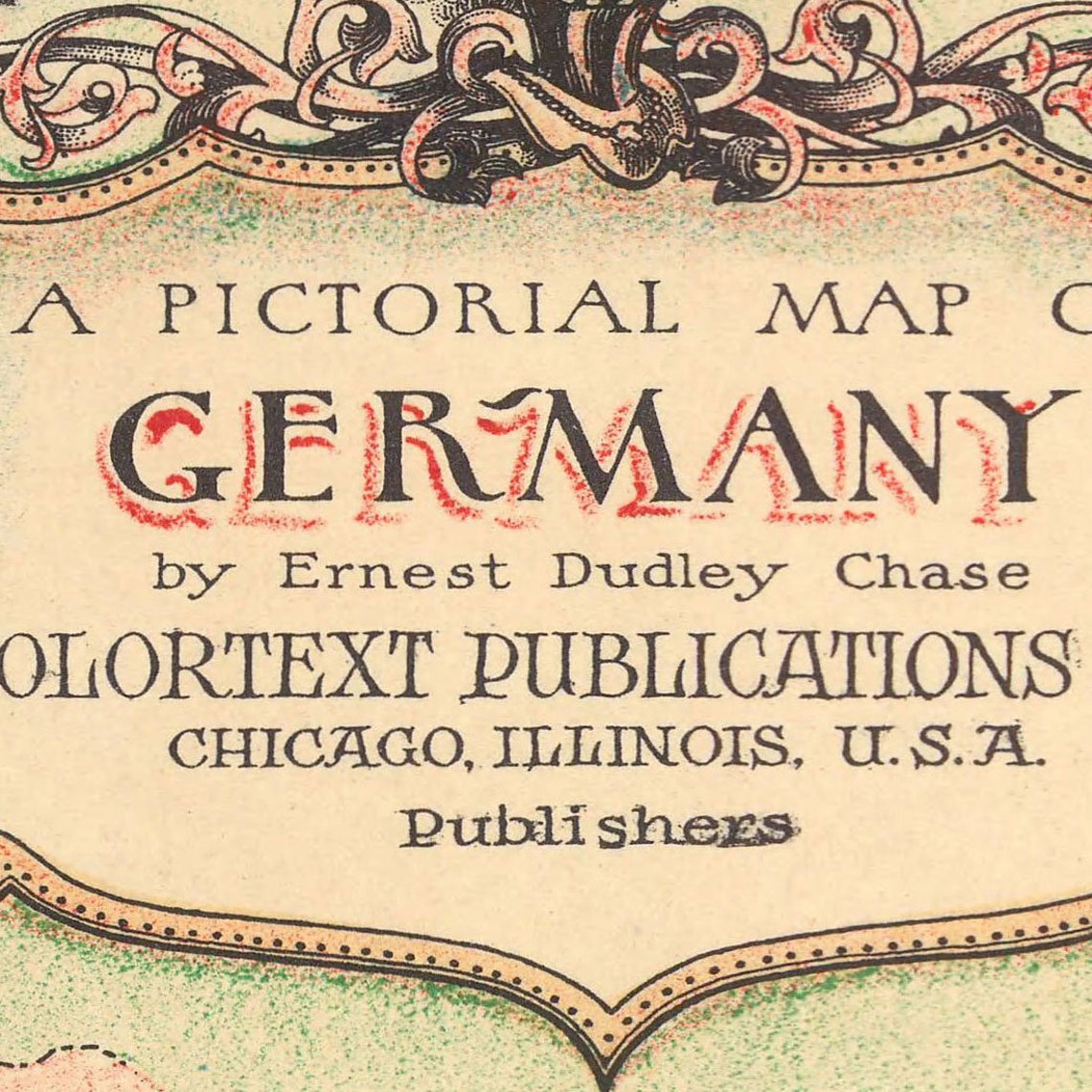 1935 Pictorial Map of Germany, Antique Map of Germany, Old Map of ...