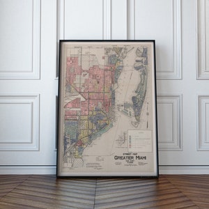 Street Map of Greater Miami, Antique Map of Miami, Old Historical Map ...