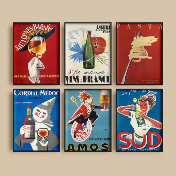 Set of 6 Vintage Food Posters Set of 6 Vintage Drinks | Etsy