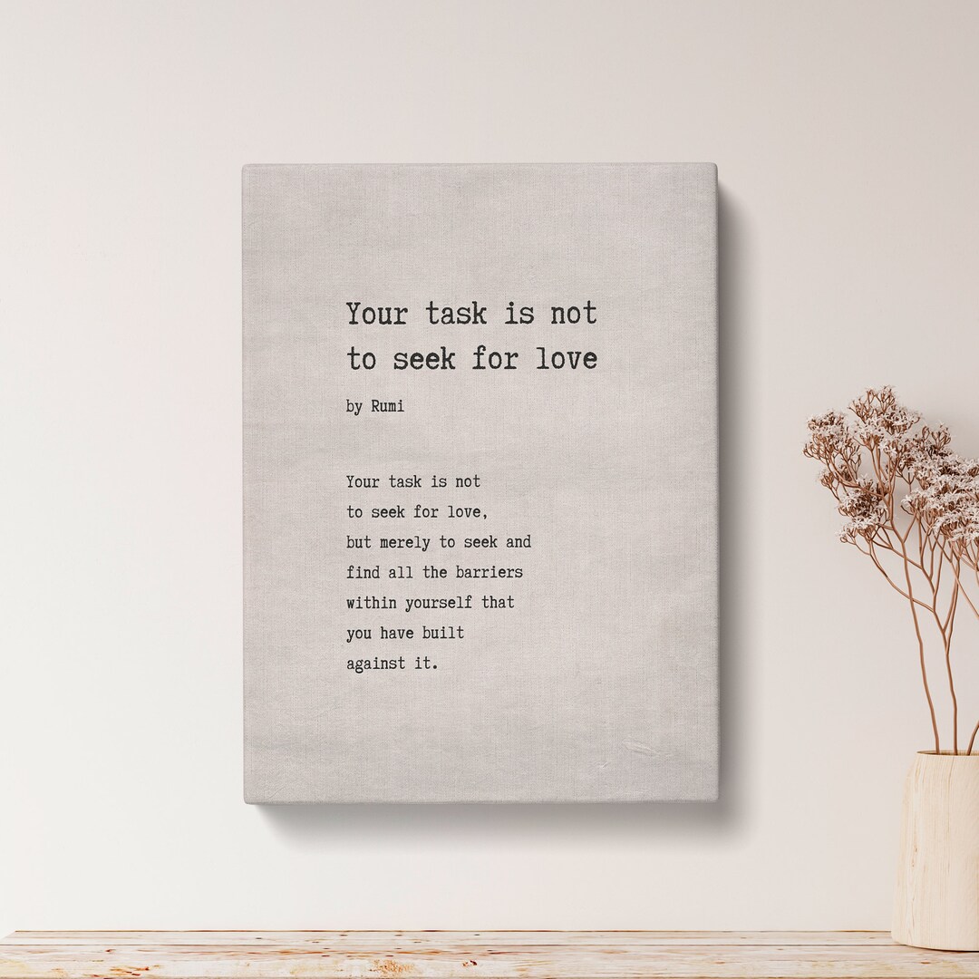 Your Task is Not to Seek by Rumi Poem Print - Vintage Canvas Print ...
