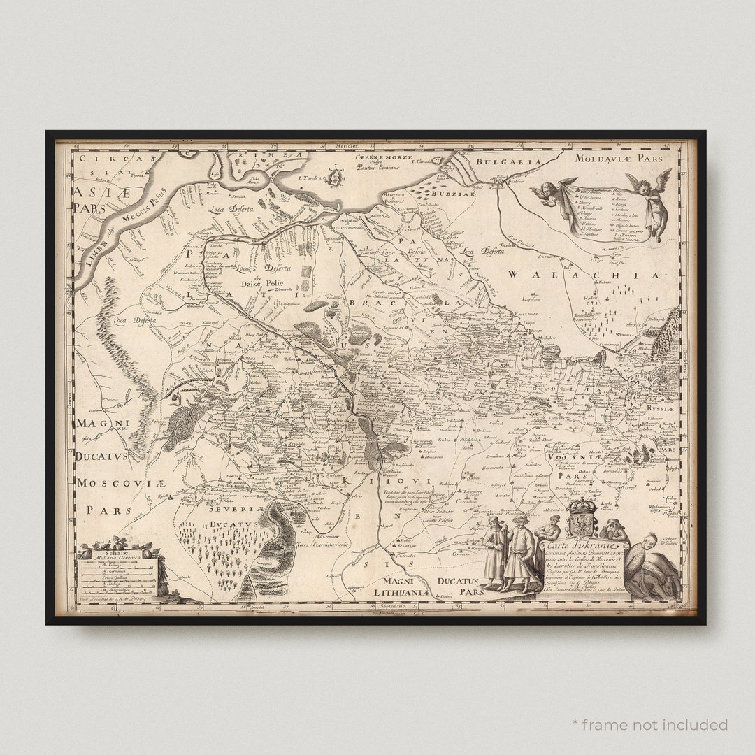 1660 Map of Ukraine, Antique Map of Ukraine, Old Map of Ukraine ...