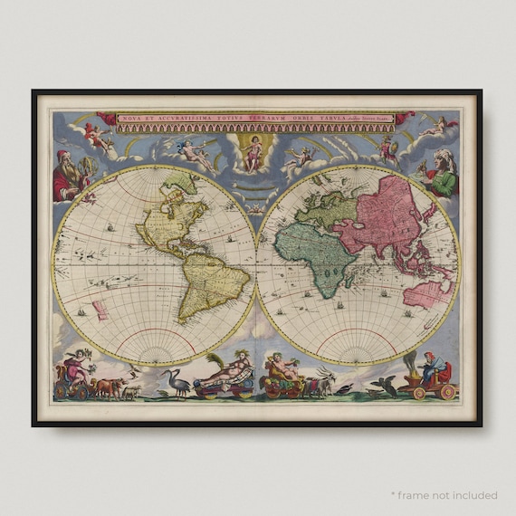 1665 Map of the World 17th Century Antique Map of the World - Etsy