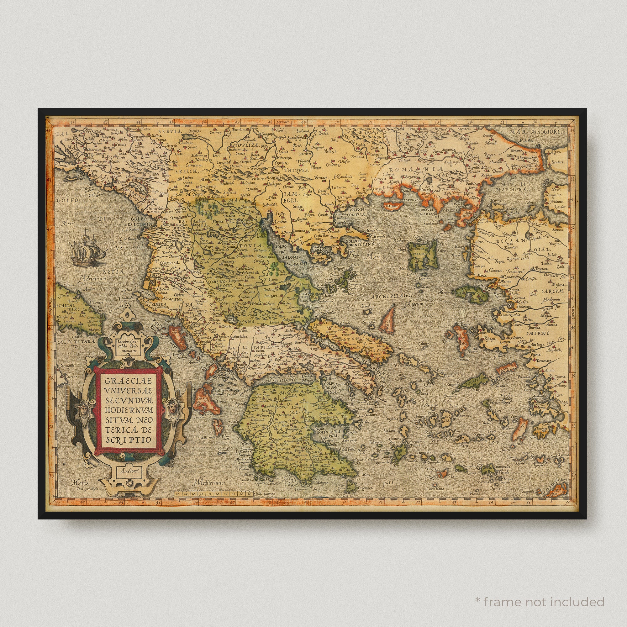 1584 Map of Greece Antique Map of Greece Old Map of Greece | Etsy