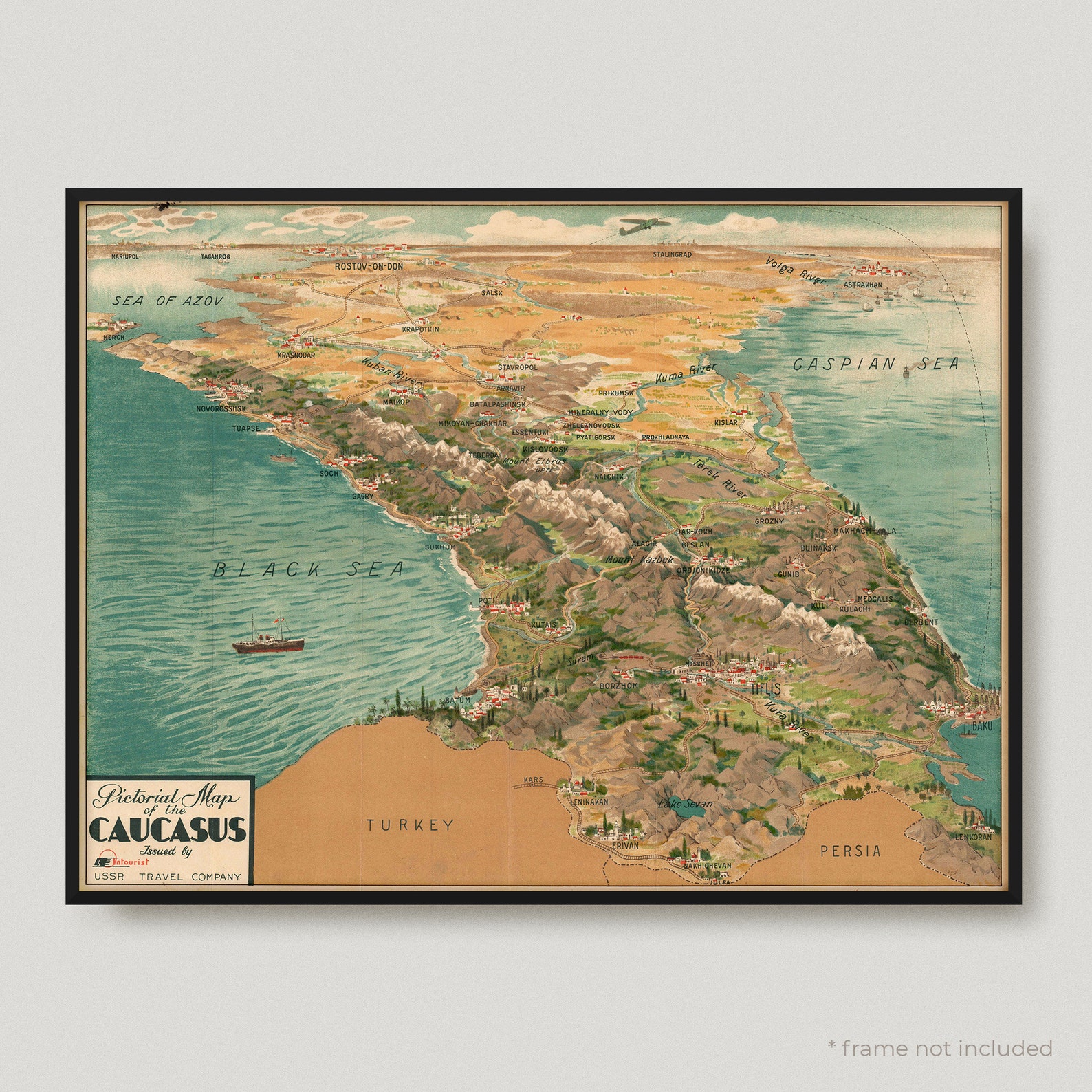 Pictorial Map of the Caucasus Antique Map of the Caucasus - Etsy