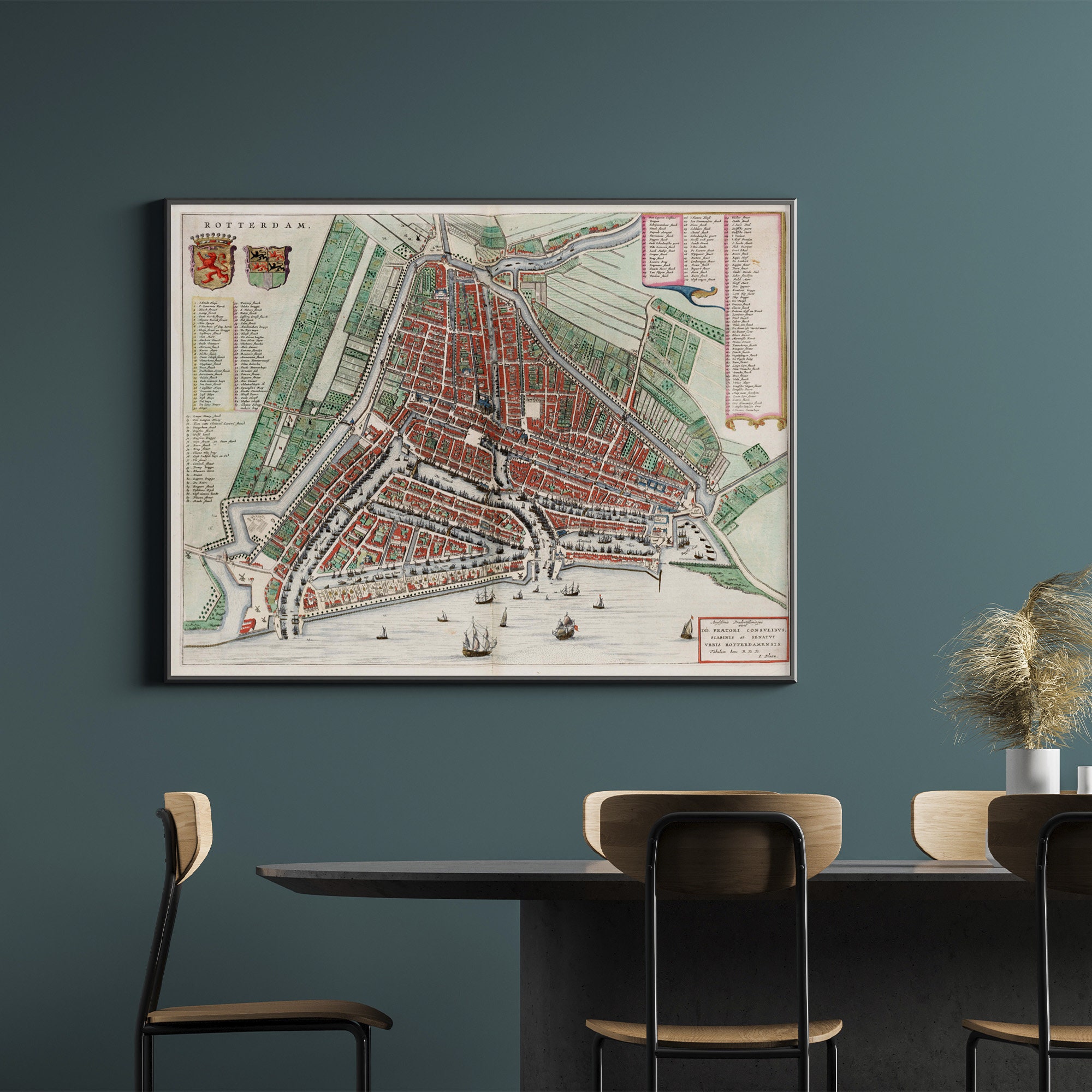 Rotterdam Blaeu, Antique Map of Rotterdam, Old Historical Map of ...