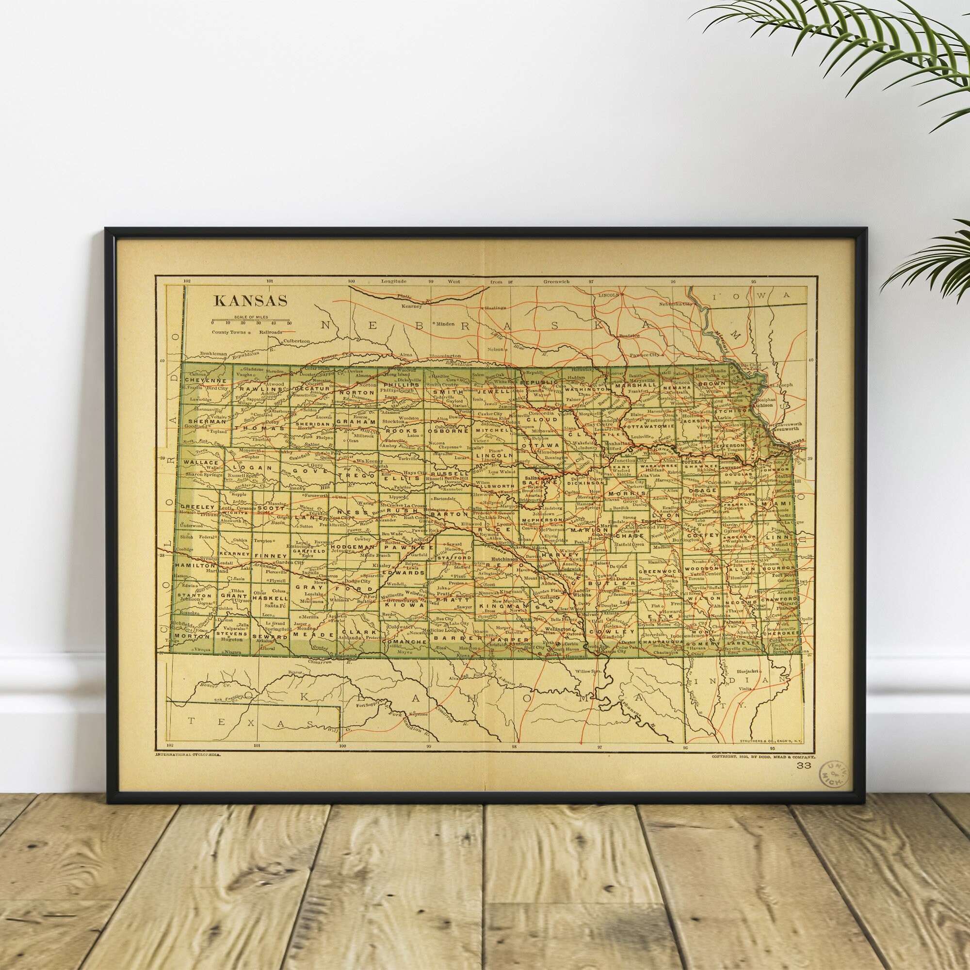 Map of Kansas Historical Map of Kansas Antique Map of - Etsy Canada