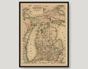 Vintage Michigan Geology Map 1873 Old MI Geological Atlas - Etsy