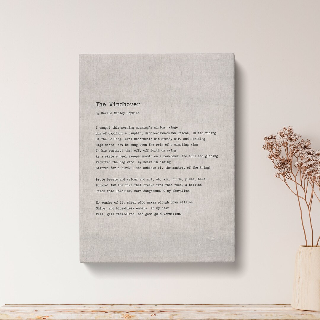 The Windhover by Gerard Manley Hopkins Poem Print - Vintage Canvas ...