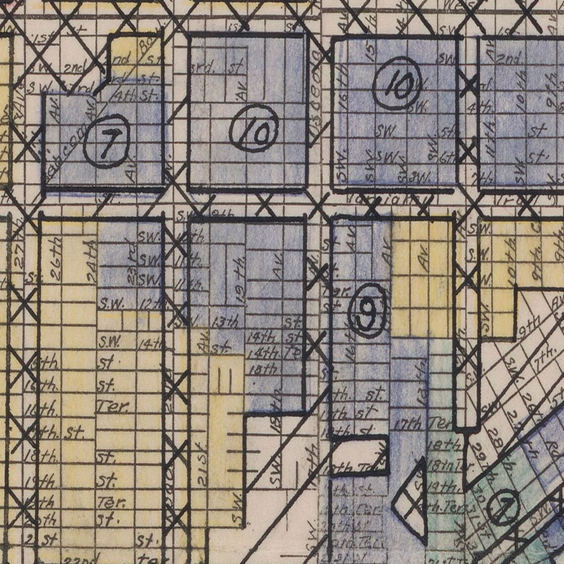 Street Map Of Greater Miami Antique Map of Miami Old | Etsy