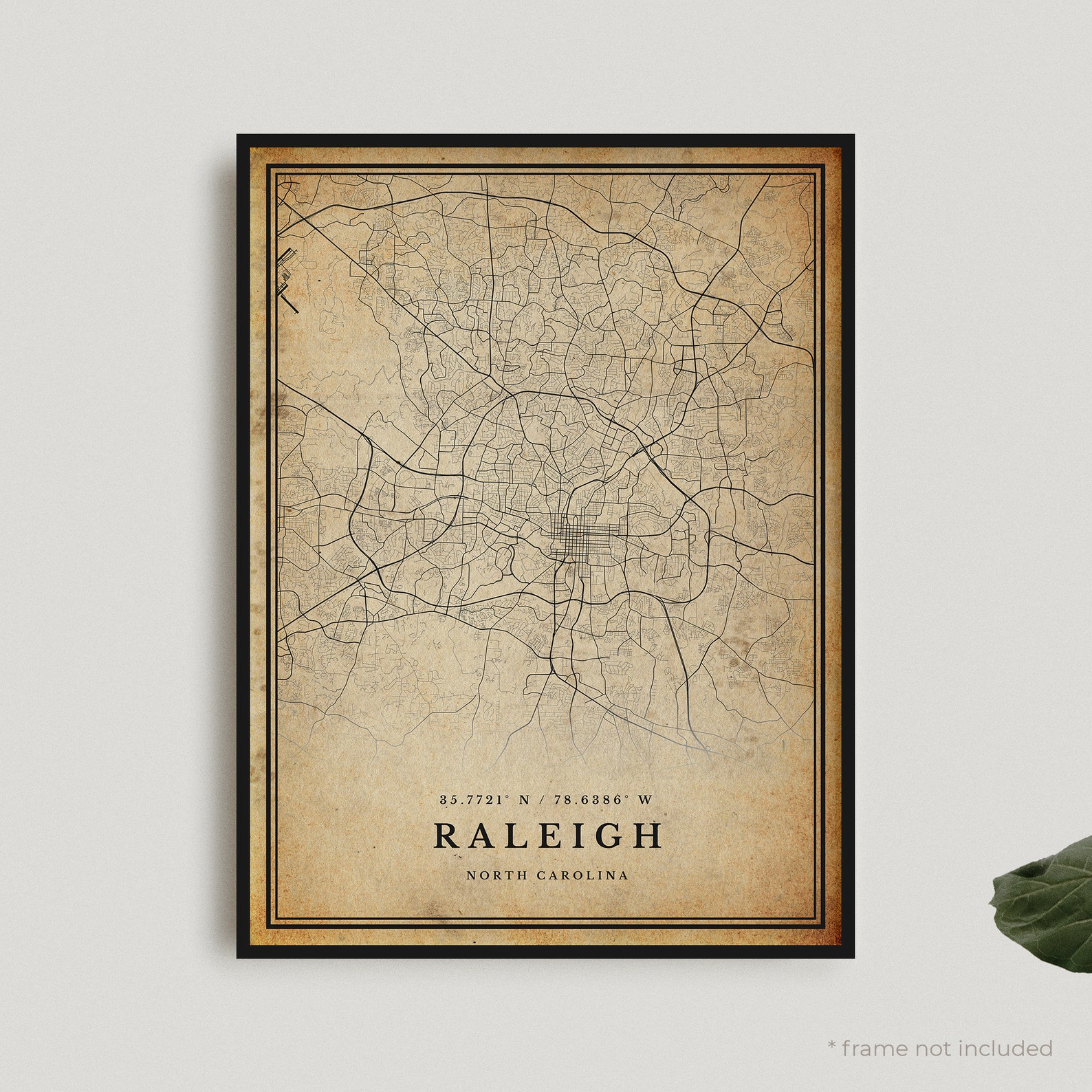 Raleigh Vintage Map Print Raleigh Retro Map Poster Antique - Etsy