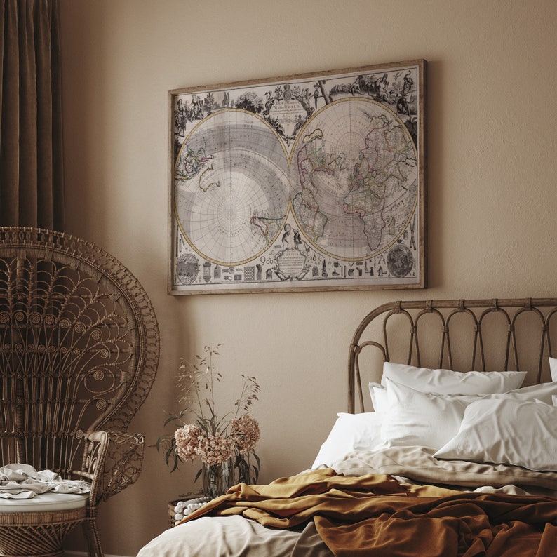 1714 Map of the World 18th Century Antique Map of the World - Etsy