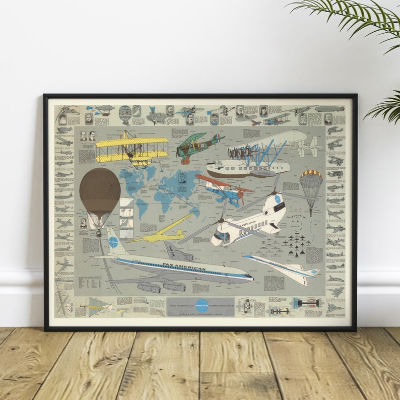 1962 World Map Showing Flight Paths World Flight Routes - Etsy