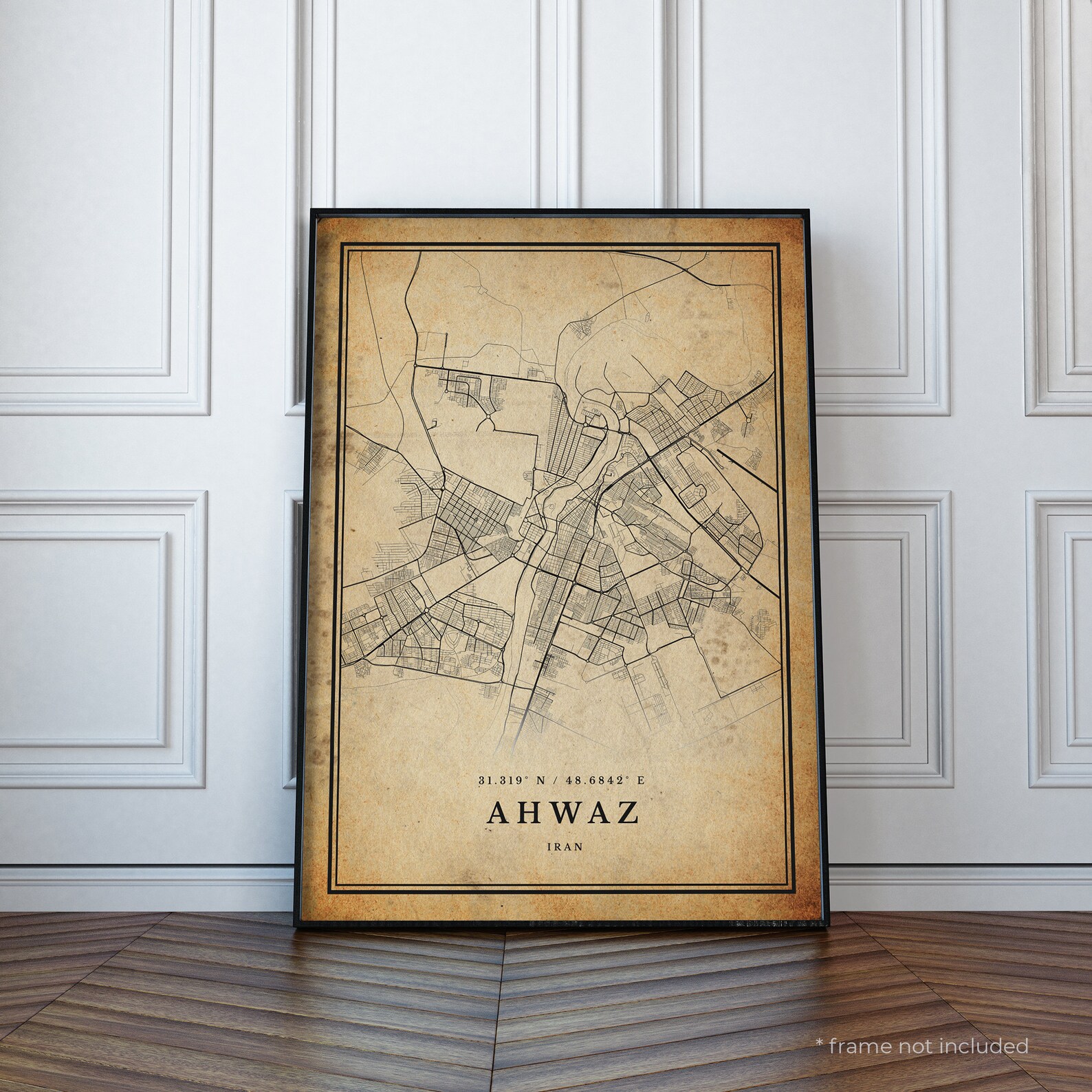 Ahwaz Vintage Map Print, Ahwaz Retro Map Poster, Antique Style Map ...