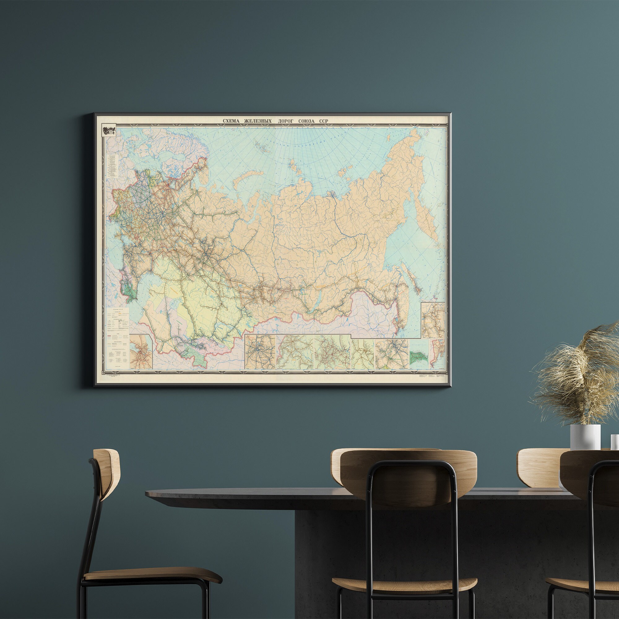 1991 Soviet Union Map of the Railways Antique Map of Soviet - Etsy