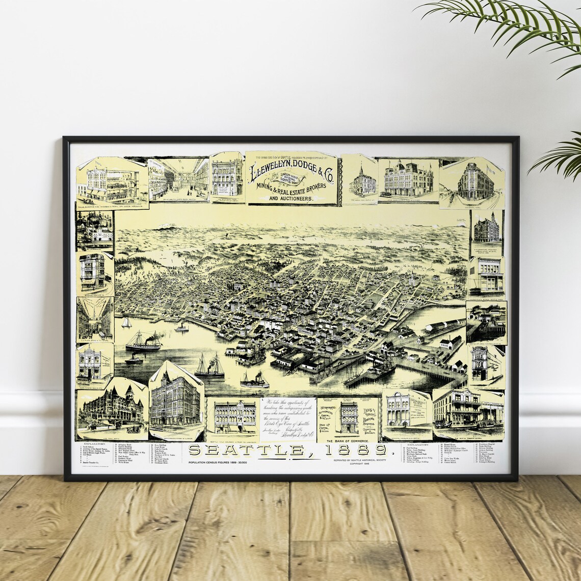 1889 Bird's Eye Map of Seattle Antique Map of Seattle | Etsy