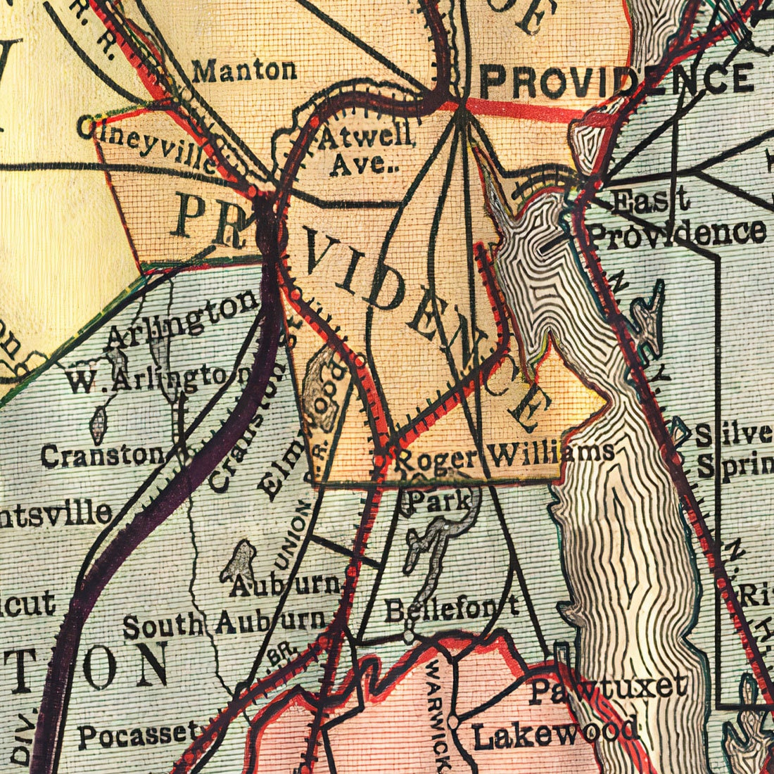 1910 Rhode Island Railroad Map Historical Map of Rhode - Etsy