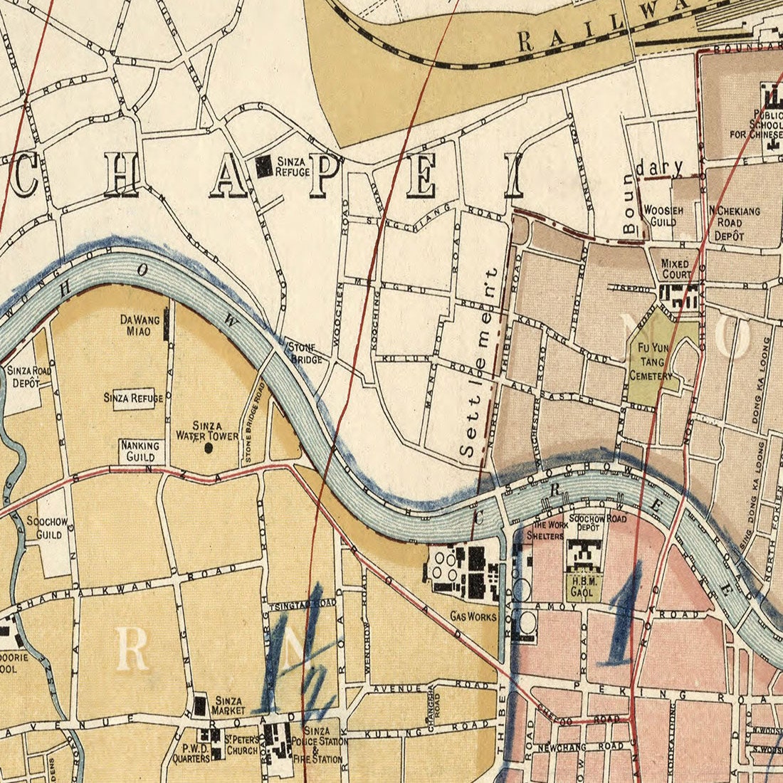 1918 Map of Shanghai Antique Map of Shanghai Old Historical | Etsy