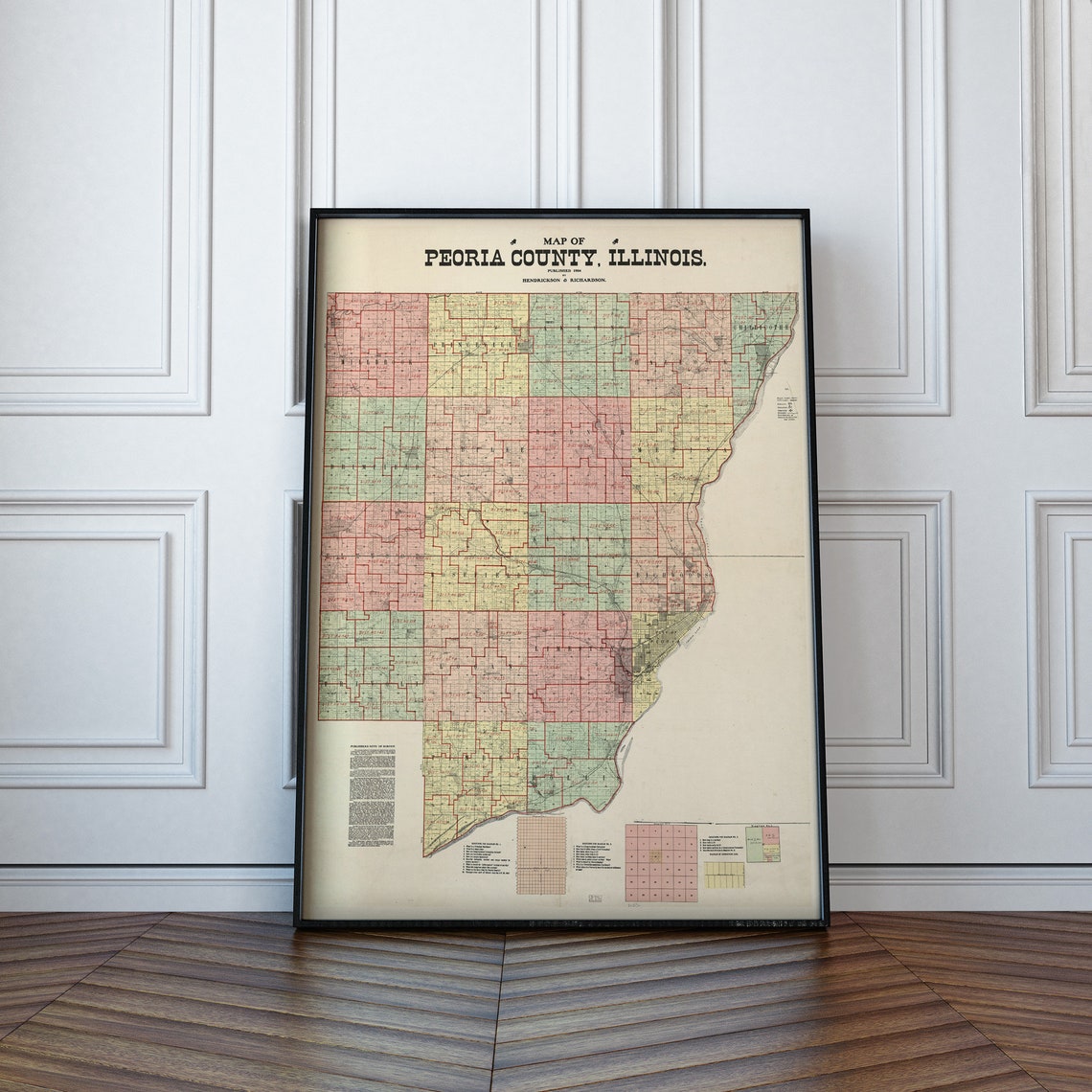Map of Peoria County Illinois Historical Map of Illinois | Etsy