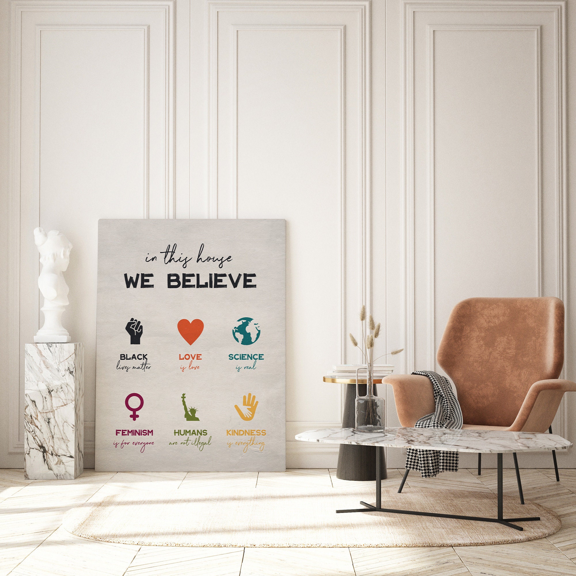 In This House We Believe Canvas Vintage Canvas Print Black | Etsy