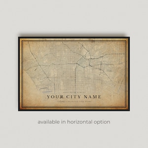Custom Vintage Map Print, Personalized Retro Map Poster, Antique Style ...