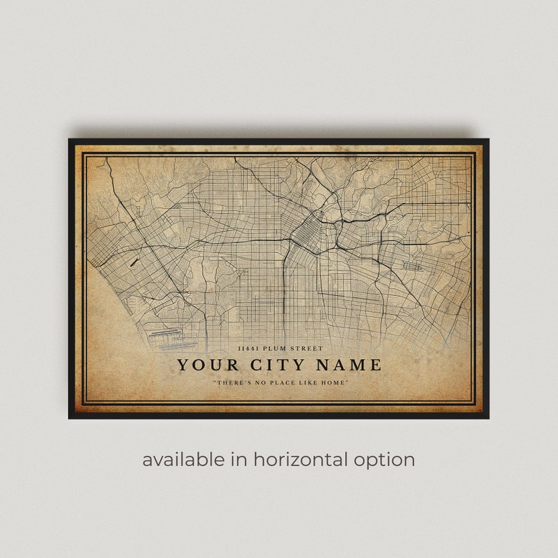 Custom Vintage Map Print Personalized Retro Map Poster | Etsy