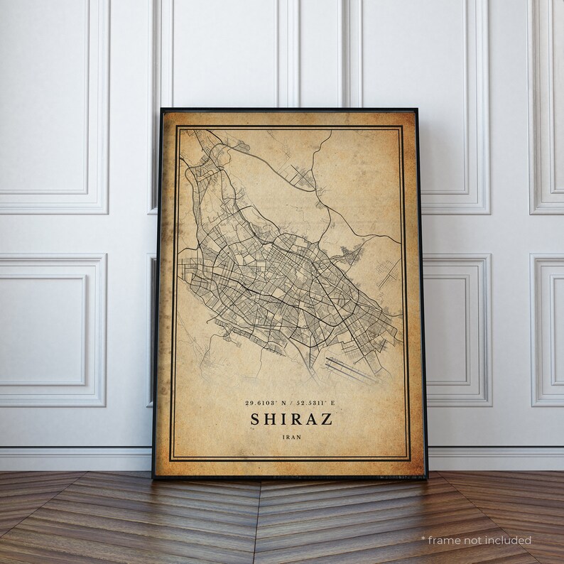 Shiraz Vintage Map Print Shiraz Retro Map Poster Antique - Etsy
