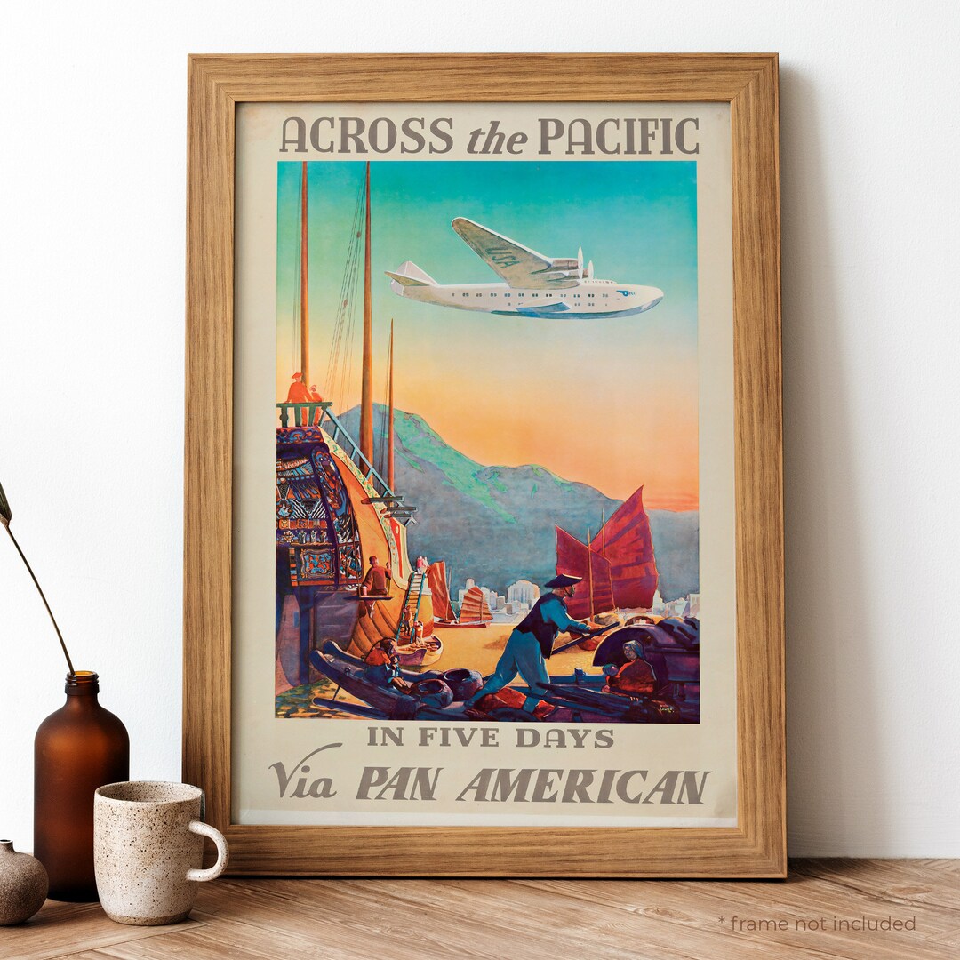 Pacific Ocean Vintage Poster, Pacific Ocean Retro Print, Vintage ...
