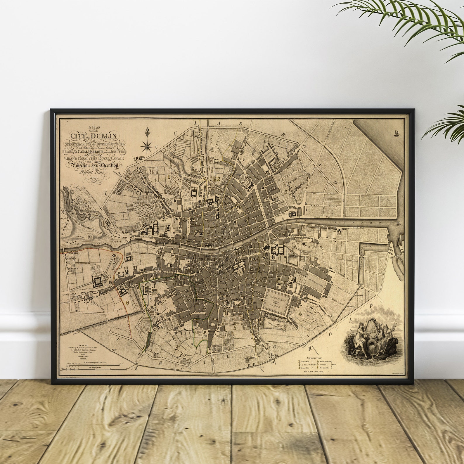 1797 Map of Dublin Antique Map of Dublin Old Historical Map - Etsy