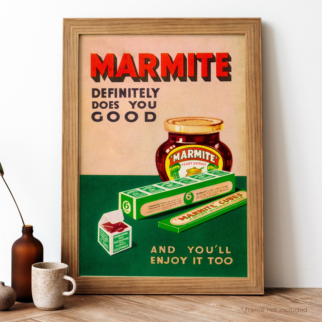 Marmite Yeast Extract Vintage Poster, British Food Retro Print, British ...