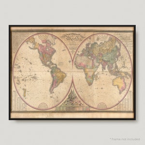 1831 A New and Authentic Map of the World 19th Century - Etsy