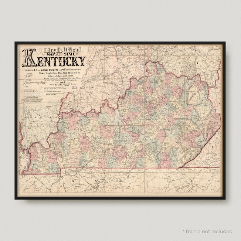 Rail Road Map of Kentucky Historical Map of Kentucky Antique - Etsy