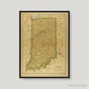 Map of Indiana, Historical Map of Indiana, Antique Map of Indiana, Old ...